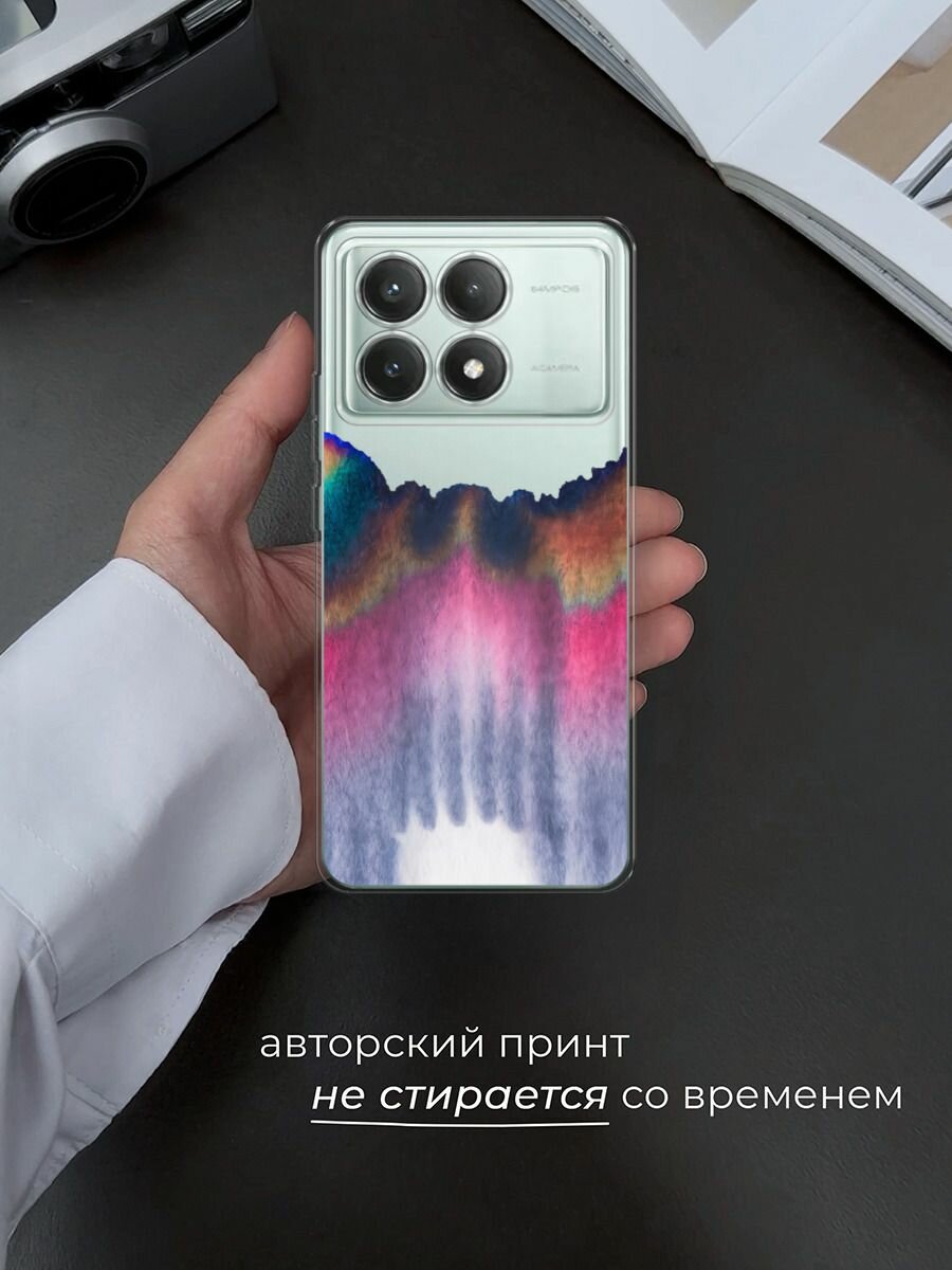 Чехол на Xiaomi Poco X6 PRO 5G / Поко X6 Про 5G с принтом Акварельная абстракция, прозрачный — фото 1