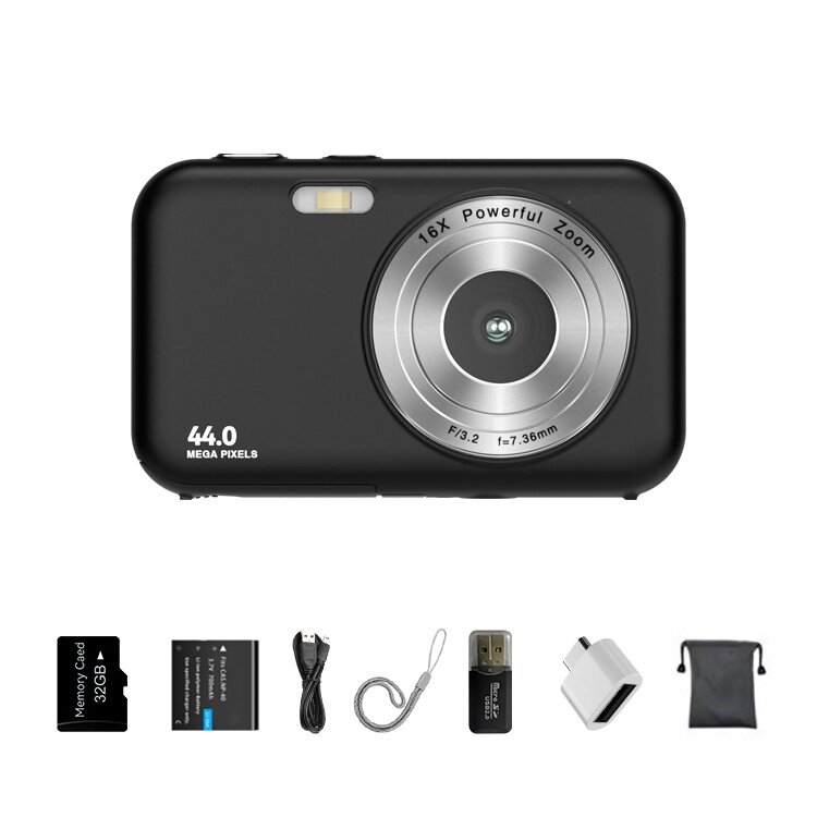 Цифровая камера Rainbow Clan Z106 Black, Basic Fixed Focus Model[32G Internal Memory Card], 64 ГБ HD, pink