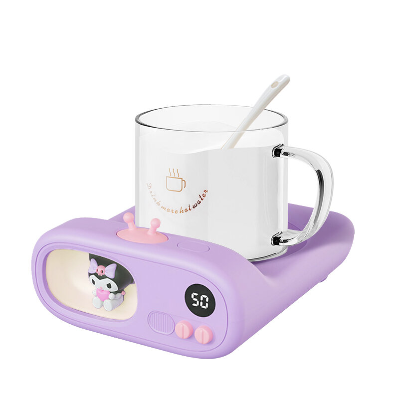 Подогреваемые подставки для кружек Sanrio purple, набор Kulomi (coaster + glass + ceramic spoon)