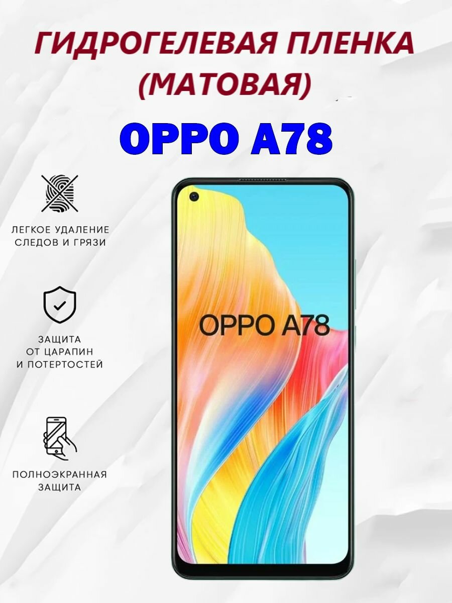 Матовая гидрогелевая защитная пленка для OPPO A78 4G / Полноэкранная защита телефона