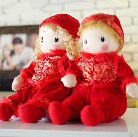 Кукла в китайском чжоуцзяне, малый размер 50 см, традиционный подарок для пары на свадьбу, мягкая плюшевая игрушка