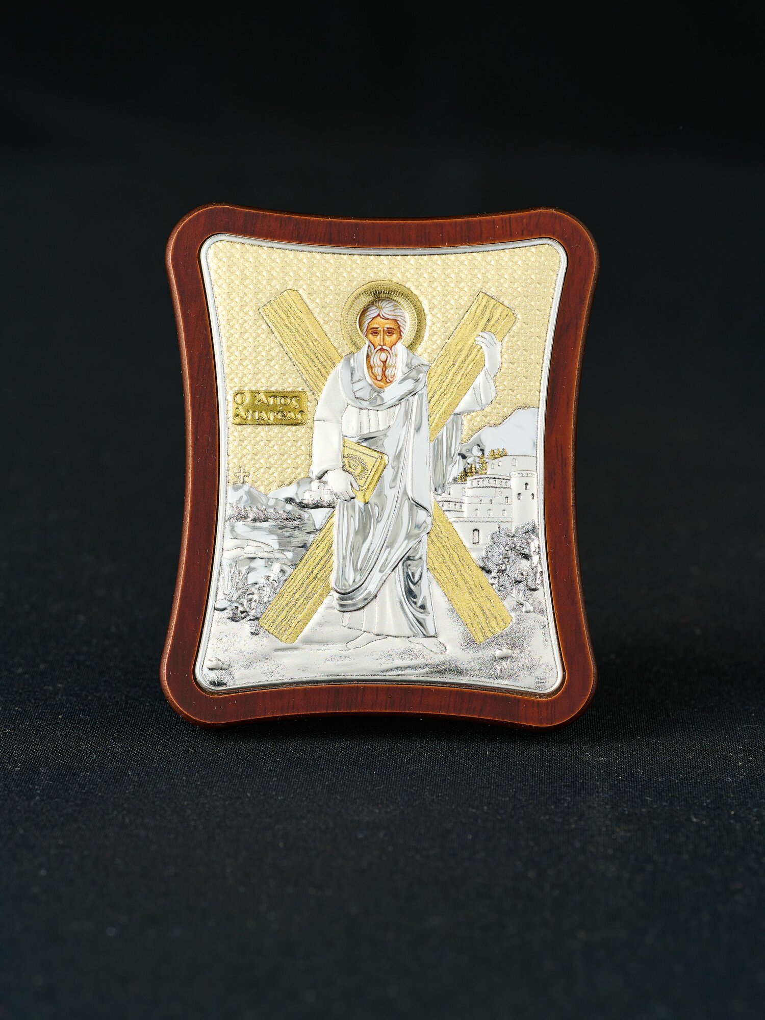 Серебряная икона Андрей Первозванный Греческая Фигурная