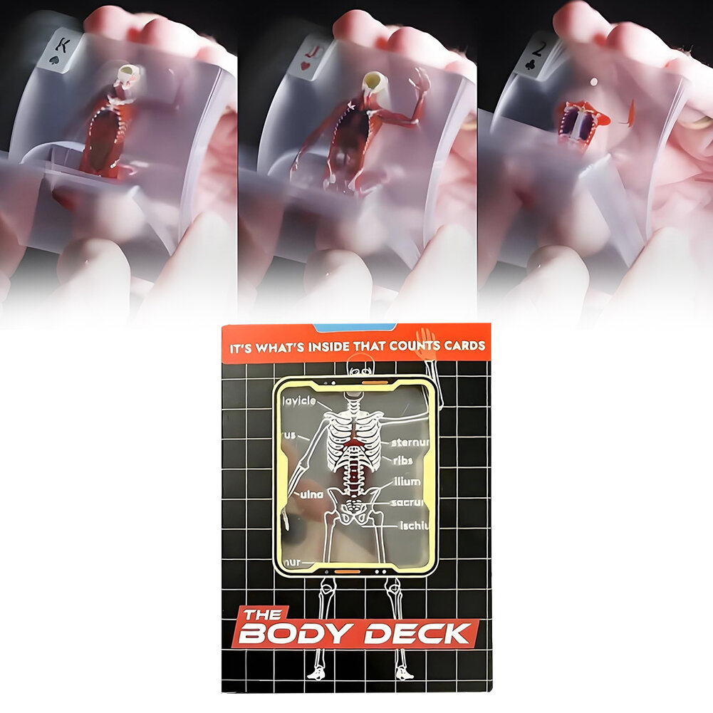 Колода карт Body Deck Funny Anatomy Poker прозрачные образовательные карты с 3D-изображениями
