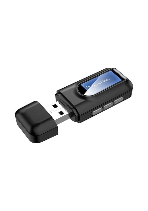 T11 2-в-1 USB Bluetooth 5.0 передатчик и приемник аудиоадаптера с ЖК-дисплеем, черный RM