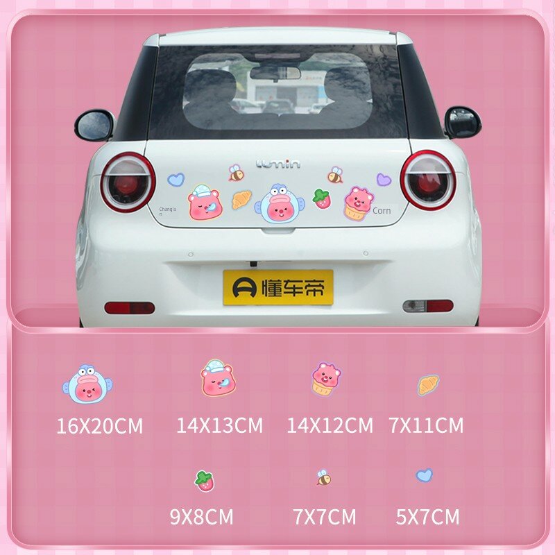 Наклейки на кузов автомобиля Panda mini, липкие, в виде лоуипа, рубинового маленького бобра, для декора кузова,