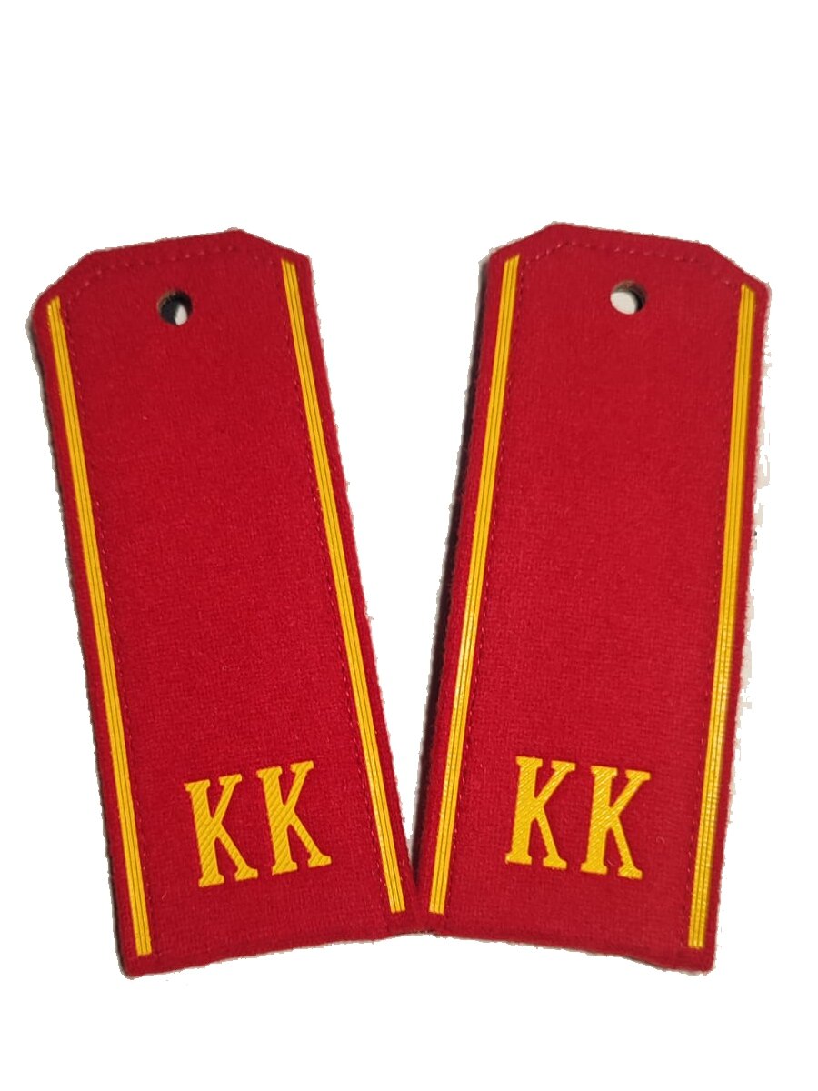 Погоны кадетские КК сукно красные, пластизоль, 13 см