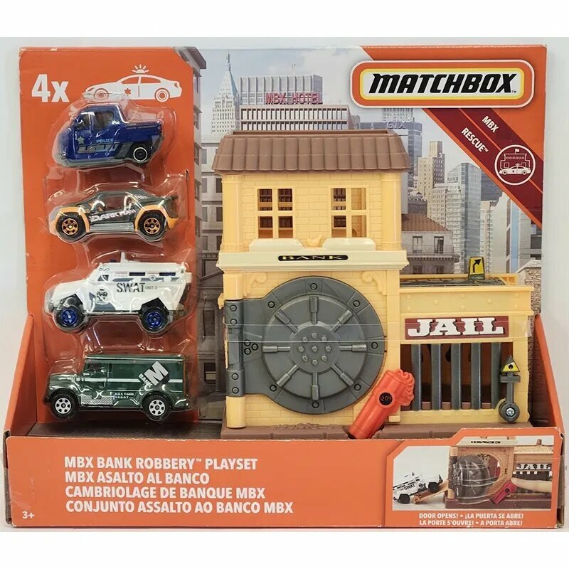 Игровой набор для ограбления банка со Matchbox, 4 транспортных средства