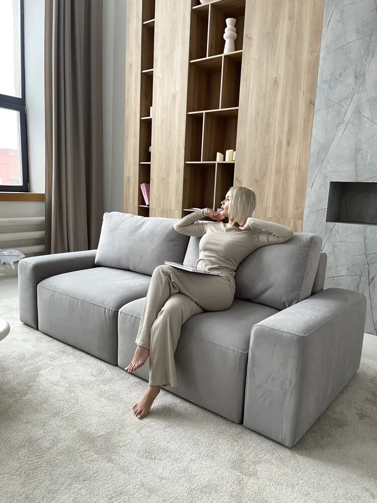 Диван Леон, лофт, с независимым пружинным блоком, механизм Еврокнижка, 230х105х80 см