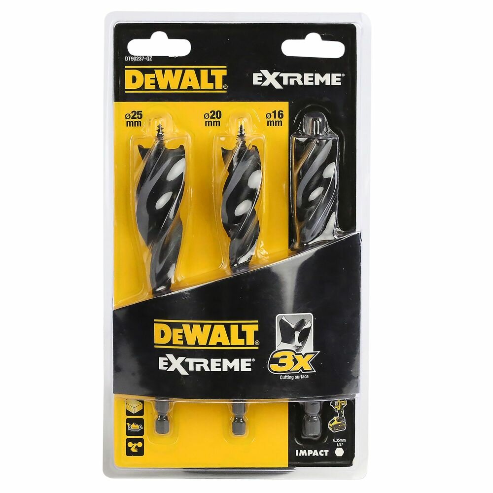 Набор сверл по дереву DeWalt DT90237 (3шт: 16-25мм) DT90237