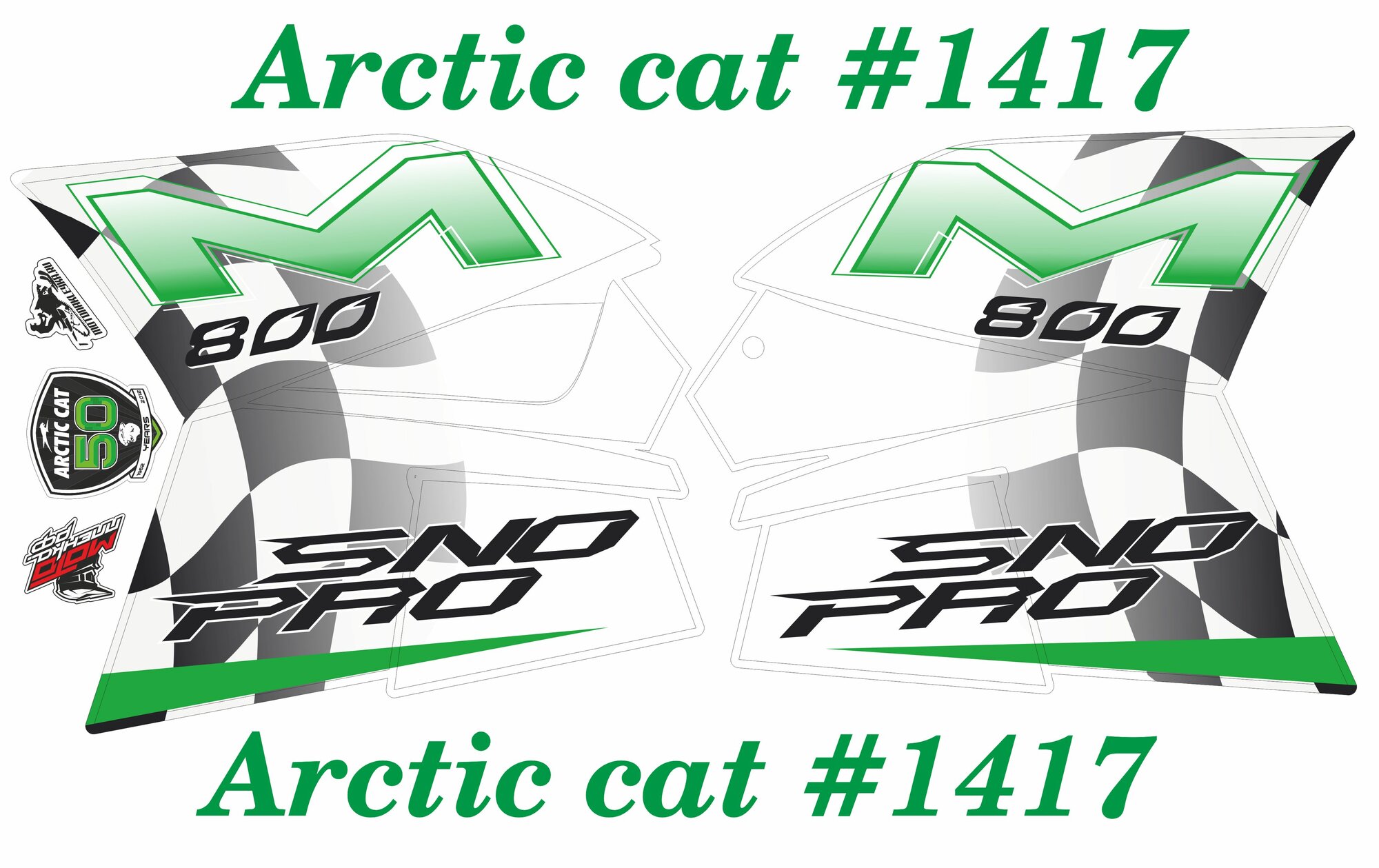 Наклейки на снегоход Arctic cat 800 snopro 800 - #1417