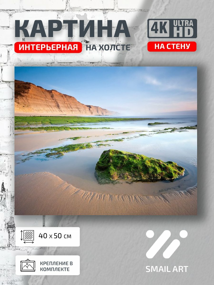 Картина на холсте интерьерная 40 на 50 на стену Вода moss для спальни пейзаж интерьер декор