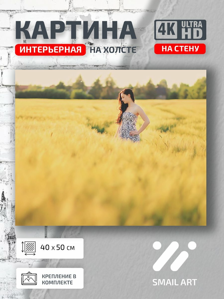Картина на холсте интерьерная 40 на 50 на стену Поле Landscape для кафе пейзаж интерьер