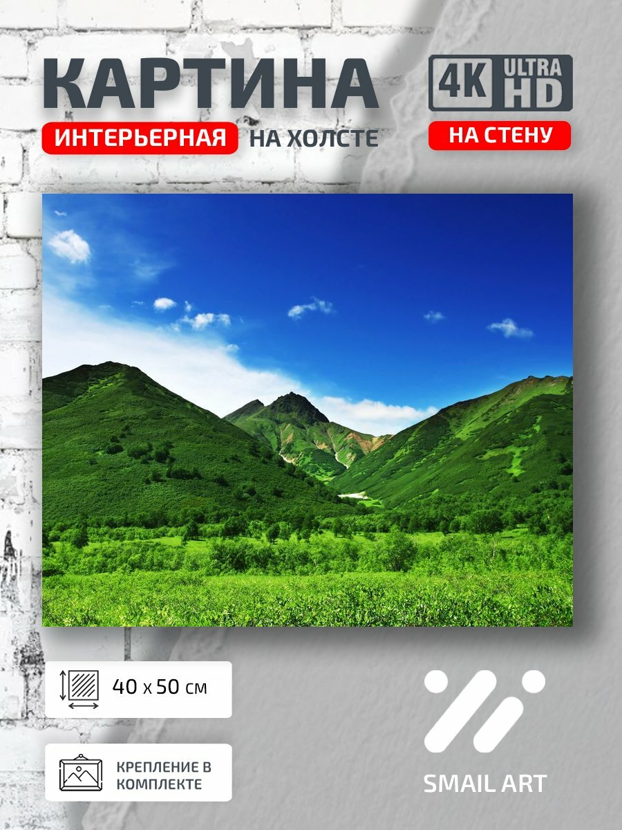 Картина на холсте интерьерная 40 на 50 на стену Холмы Landscape для офиса пейзаж интерьер