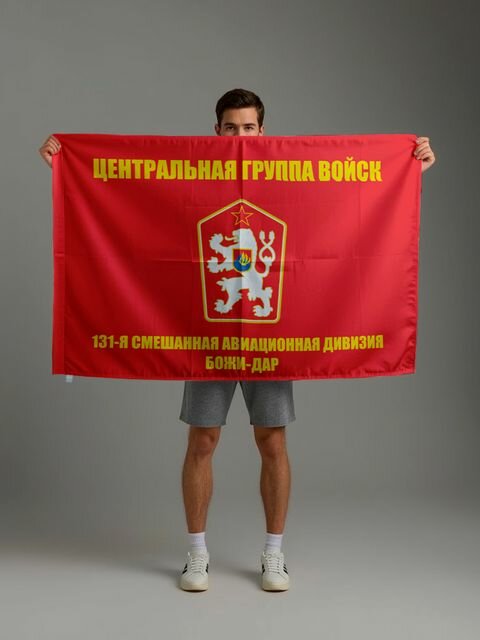 Флаг ЦГВ 131-я смешанная авиационная дивизия, Божи-Дар, 90х135 см на шёлке для ручного древка