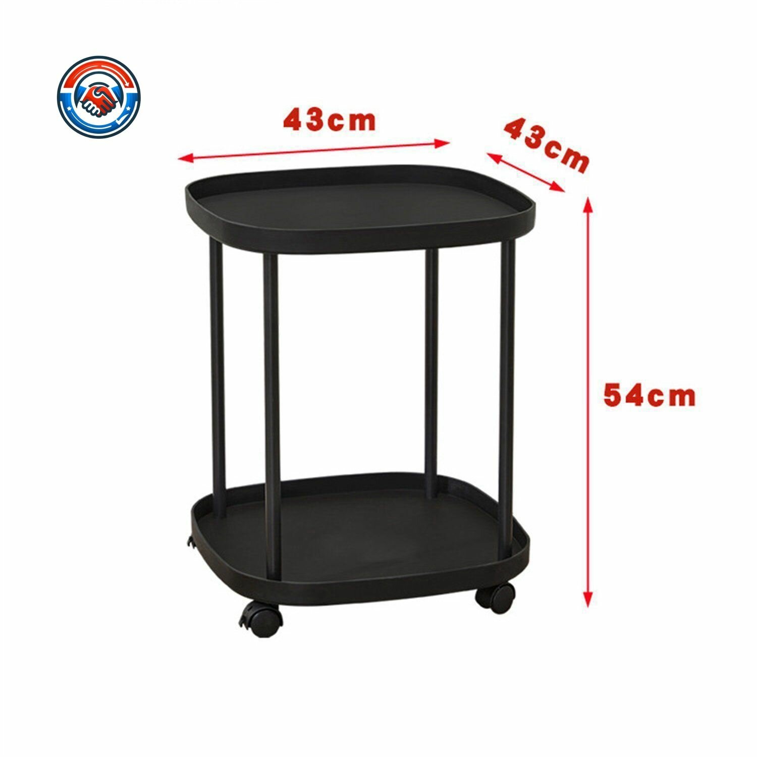 Передвижной боковой столик на колесиках, компактная прикроватная тумбочка для спальни, кофейный столик для гостиной и сада, легкая сборка, круглые углы для безопасности