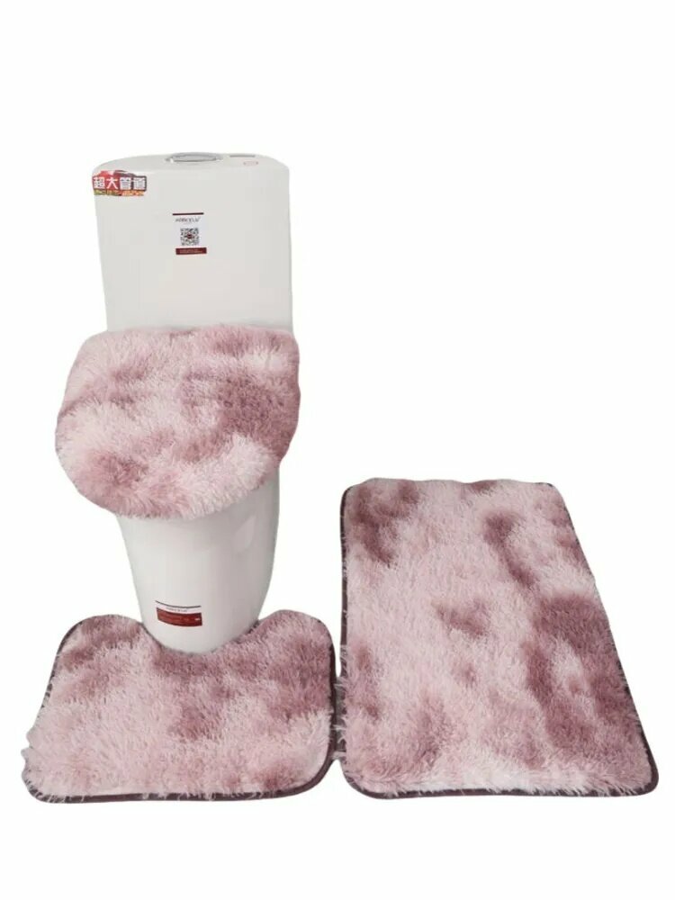 Набор ковриков, ковры 3в1 для ванной и туалета с вырезом, с длинным ворсом, мягкие, пушистые, противоскользящие. Ковер для душевой.