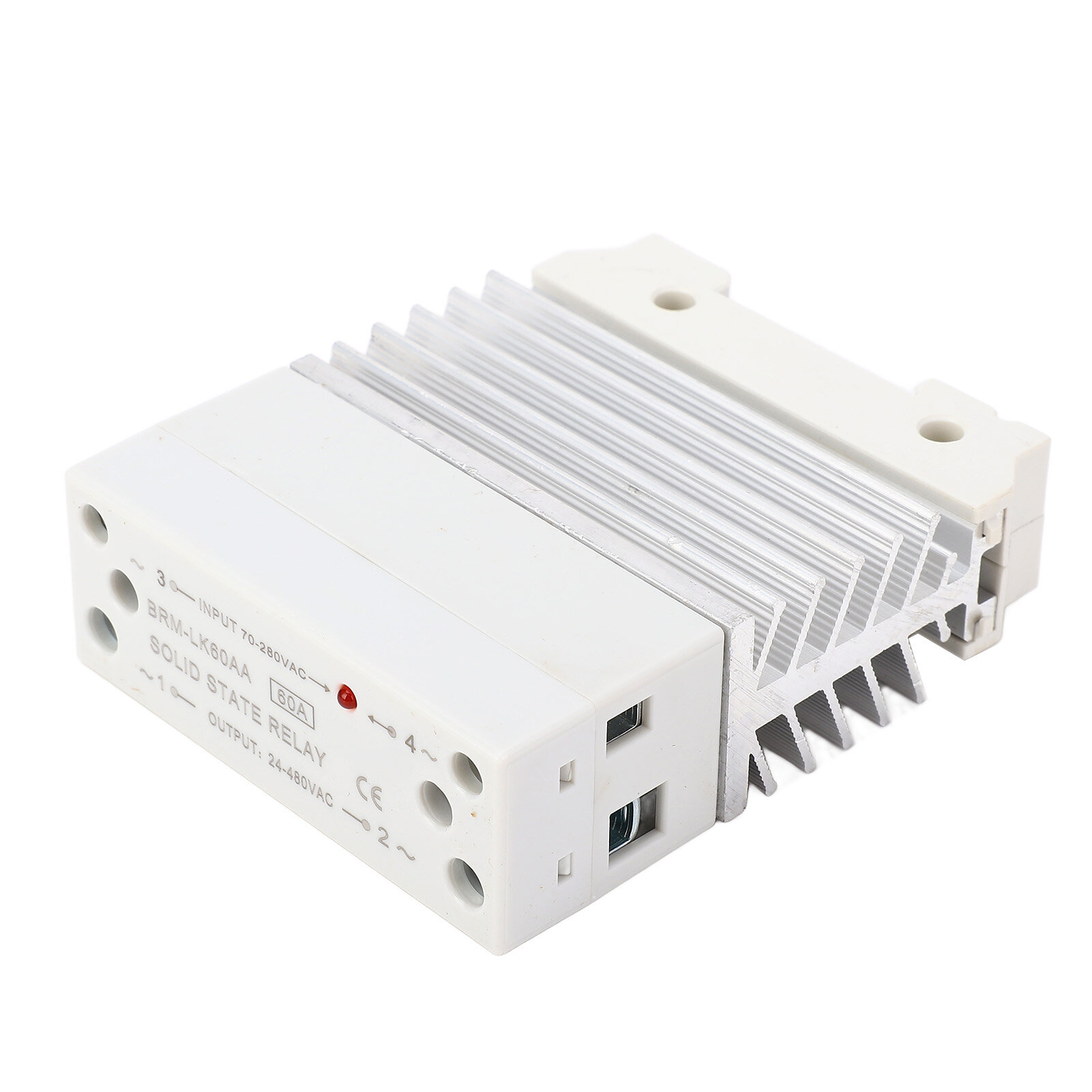 Твердотельное реле переменного тока с радиатором, встроенным в рейку, однофазный модуль твердотельного реле, вход 70–280 В переменного тока, выход 24–480 В переменного тока