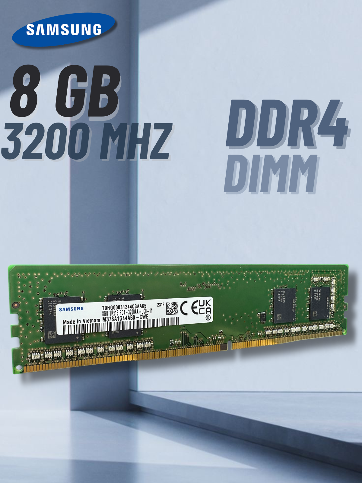 Оперативная память для компьютера Samsung 8 ГБ DDR4 3200 МГц DIMM PC4-3200 M471A1G44AB0-CWE