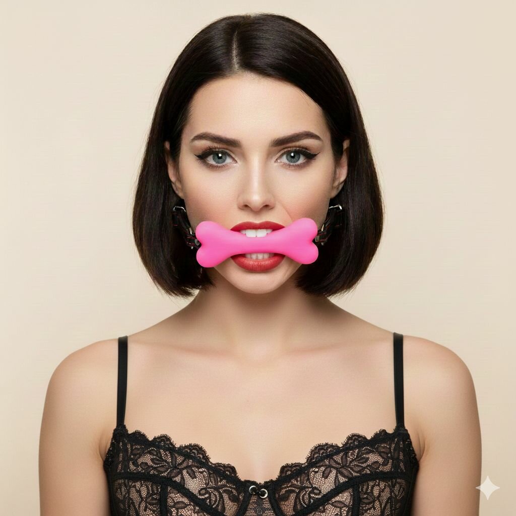 Кляп БДСМ косточка розовая силиконовая для интимных игр