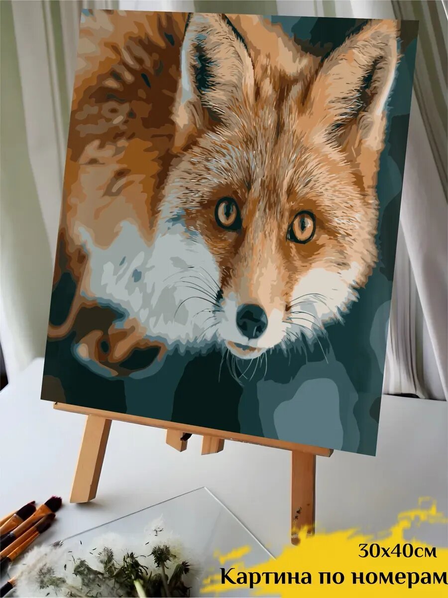 Картина по номерам Лиса, на холсте на подрамнике, 30x40 см