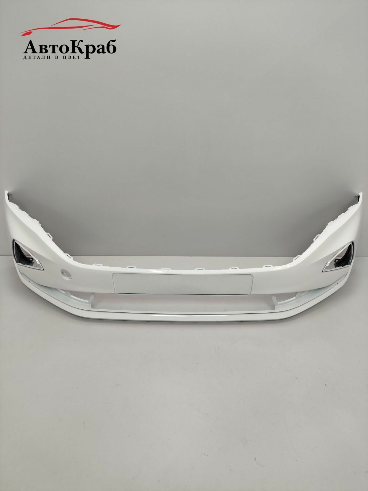 Бампер передний в цвет для Фольксваген Поло 6 2020 - 2022 г. 0Q C9A - белый