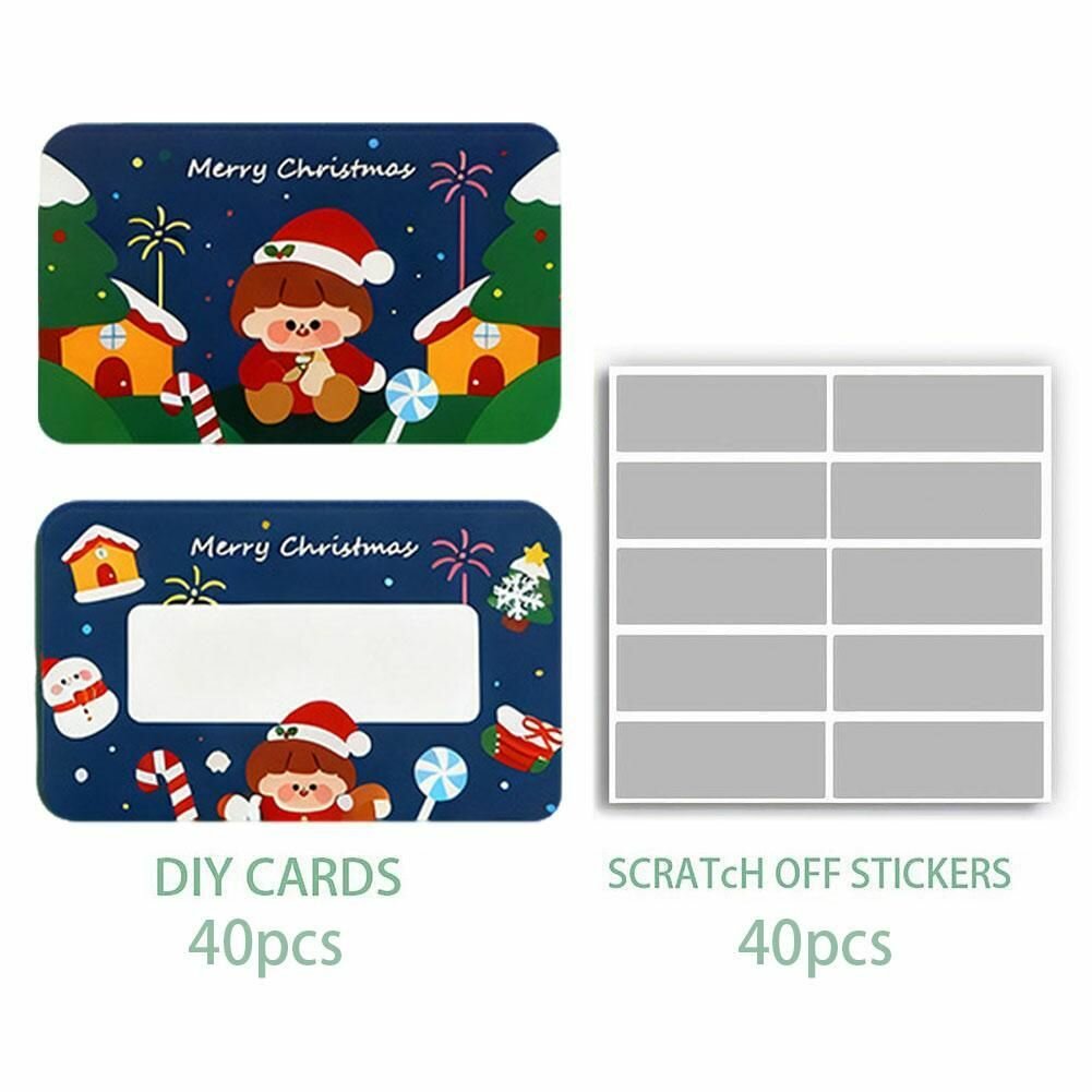 Скретч-карты с рождественскими героями мультфильмов, интерактивные рукописные скретч-карты(40 карточек + 40 листов пленки)