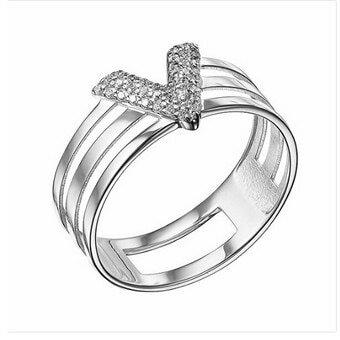 Кольцо, серебро, 925 проба, родирование, фианит