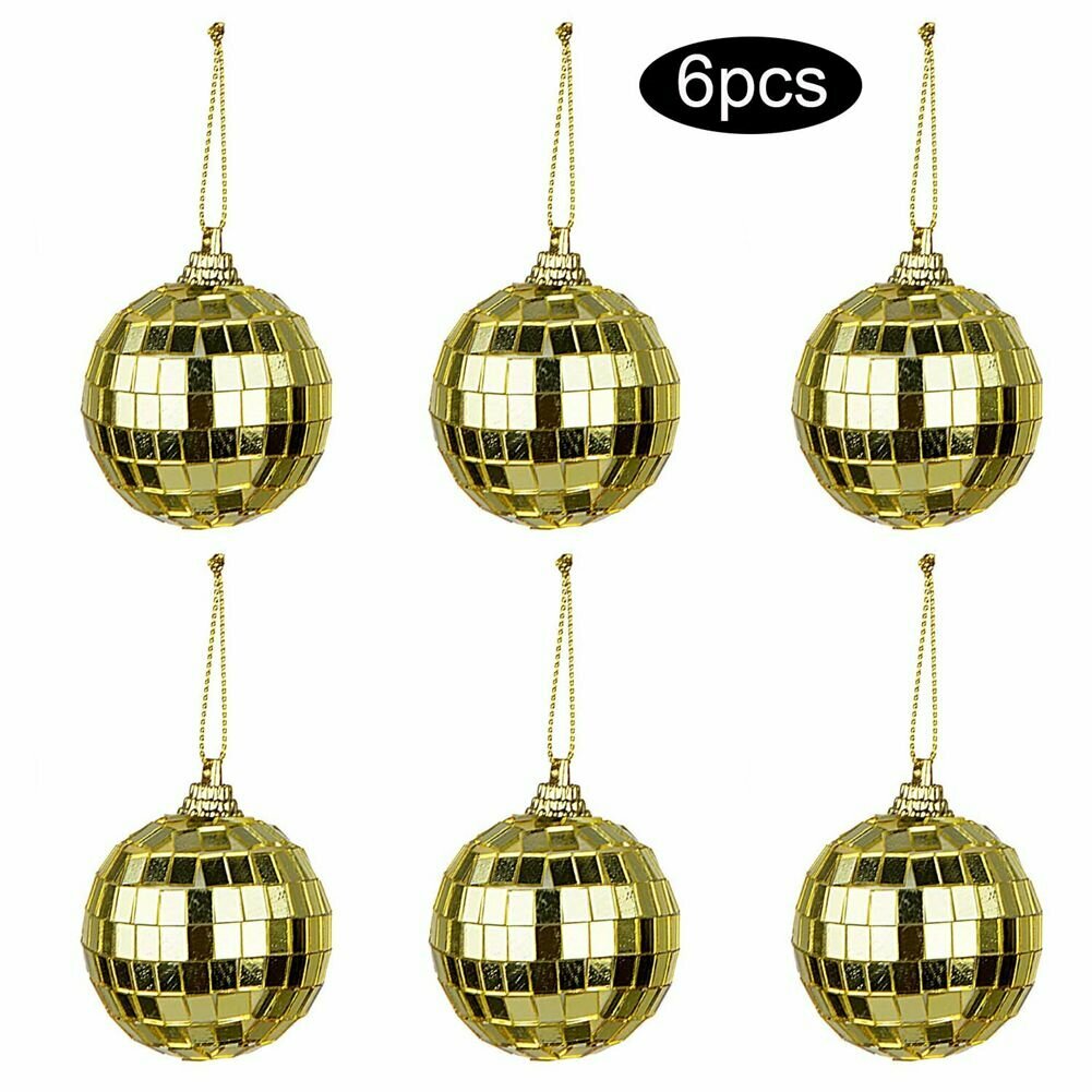 Золотой светоотражающий стеклянный шар 3 см 6шт вращающийся цветной подвесной шар зеркальный светоотражающий кулон на Рождественскую елку