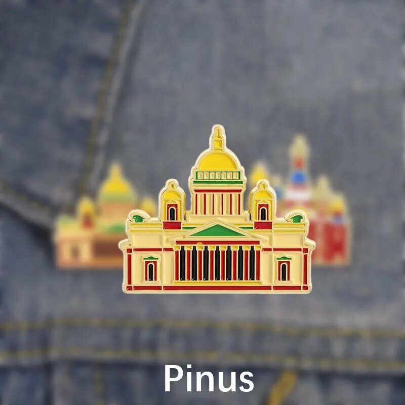 Металлический значок "Соборы Санкт-Петербурга" с эмалью коллекционная брошь с архитектурой Северной столицы, сувенирный знак