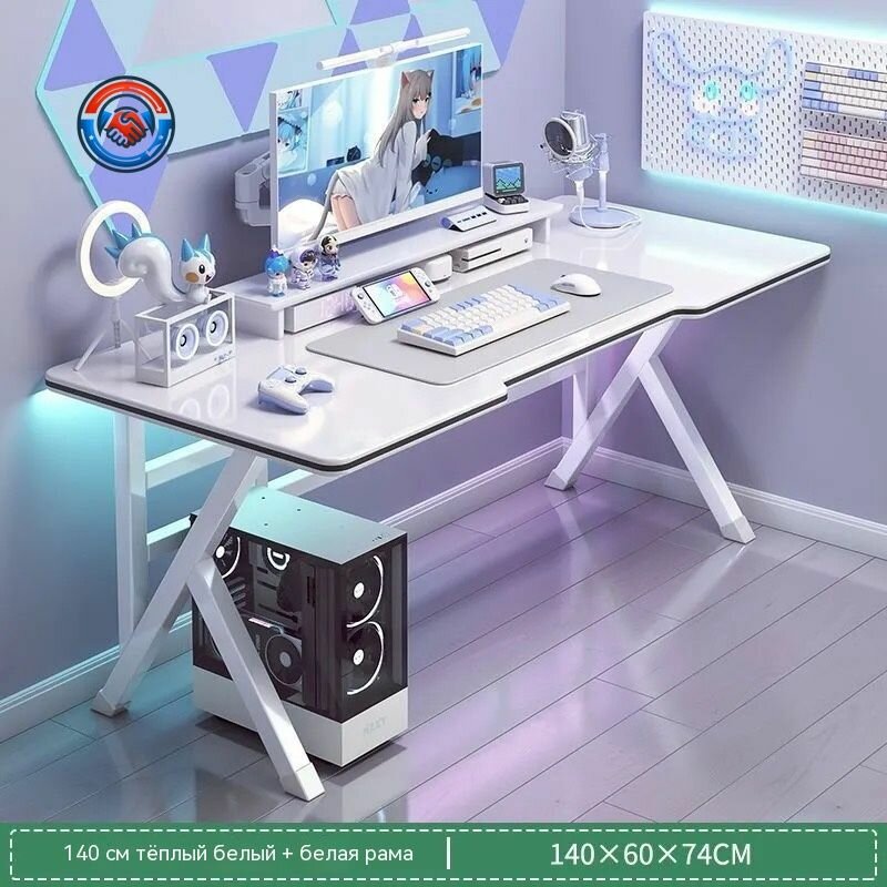 Игровой компьютерный стол 140х60 см с отверстием для кабеля, прямой стол для домашнего офиса, учёбы и гейминга, сборный, для спальни, кабинета, гостиной