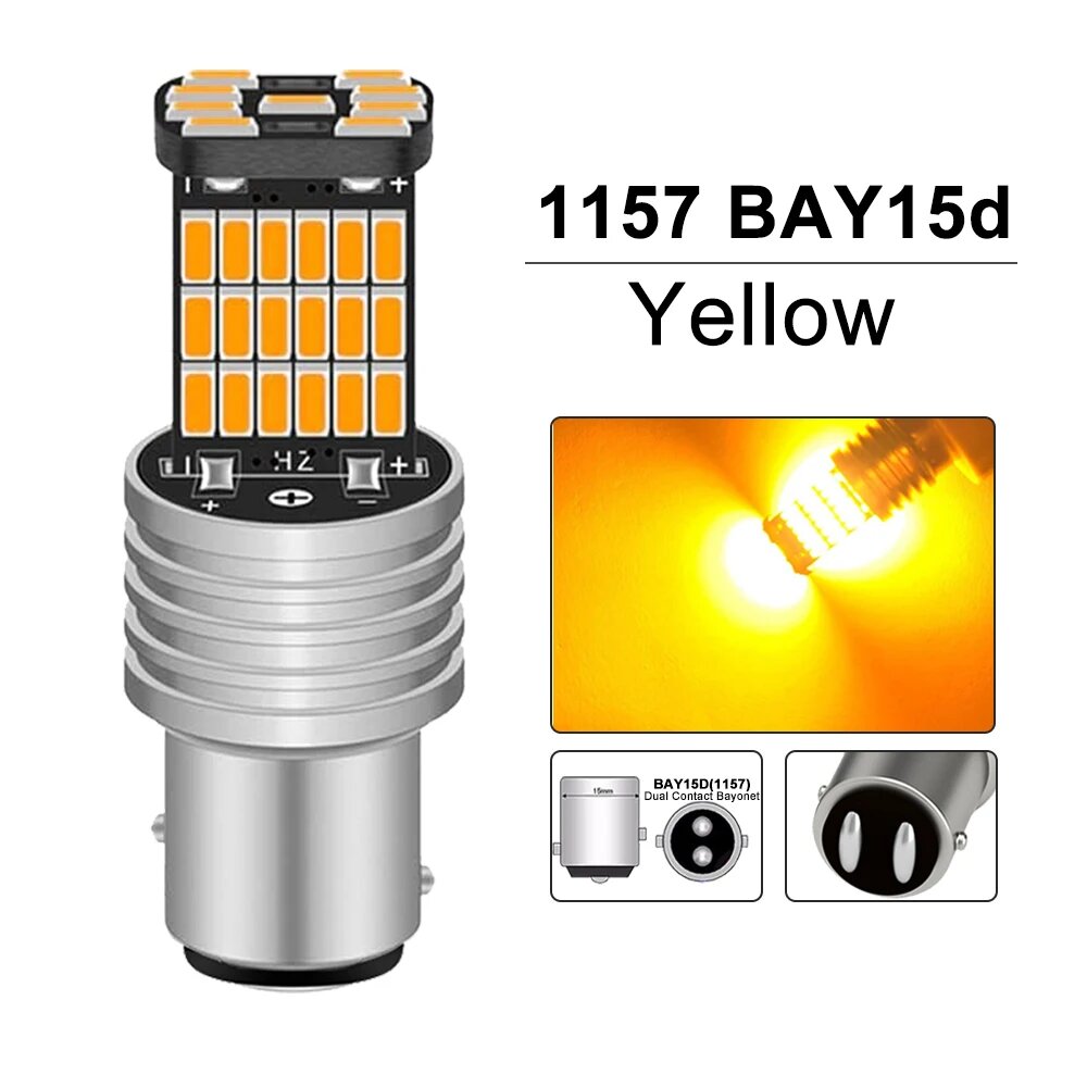 2/4/8 PCS Super Bright 1156 BA15S 1157 BAY15D LED Bulbs 12V 4014-45SMD 6500K White Car Reverse Parking Brake Turn Signal Lights