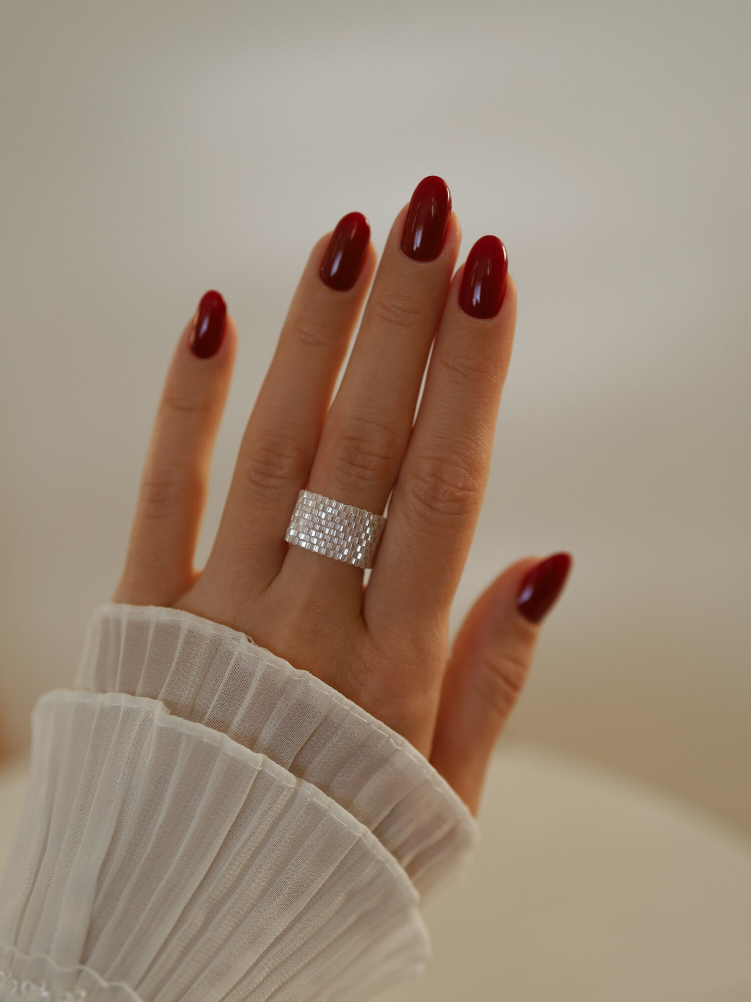 Кольцо плетеное, бисер