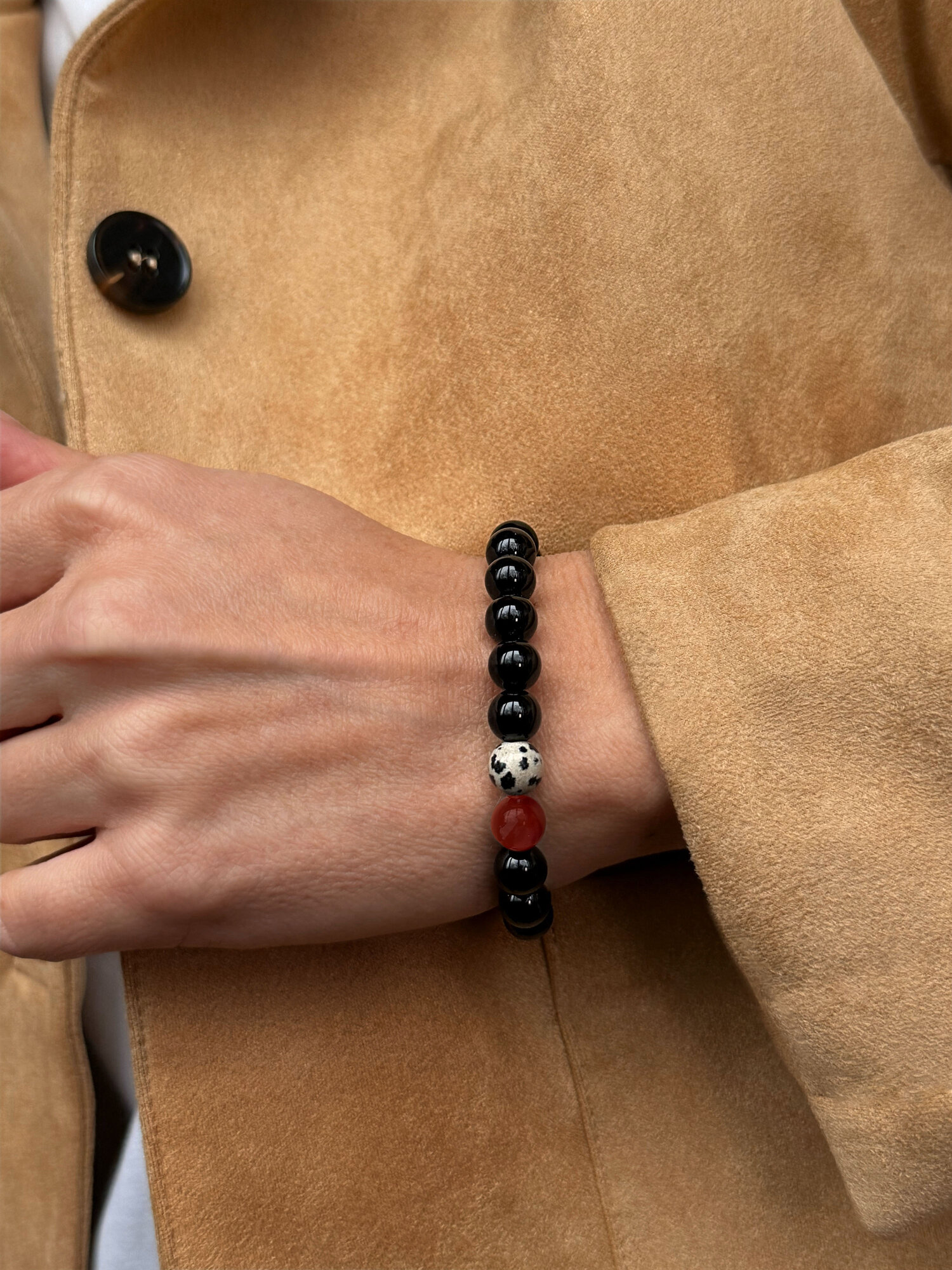 Браслет, яшма, оникс, сердолик