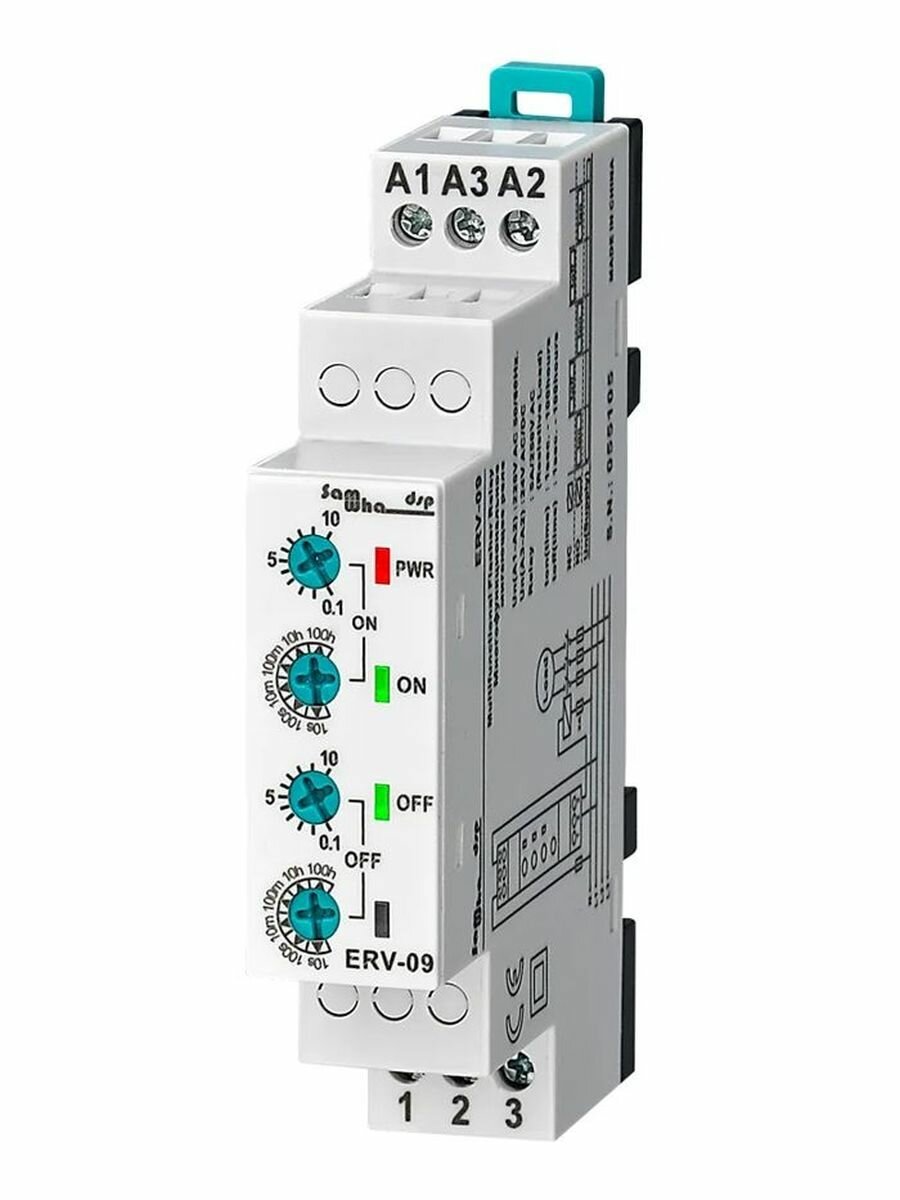 Реле времени циклическое 220V AC, 24V AC/DC, 5А, Samwha ERV-09