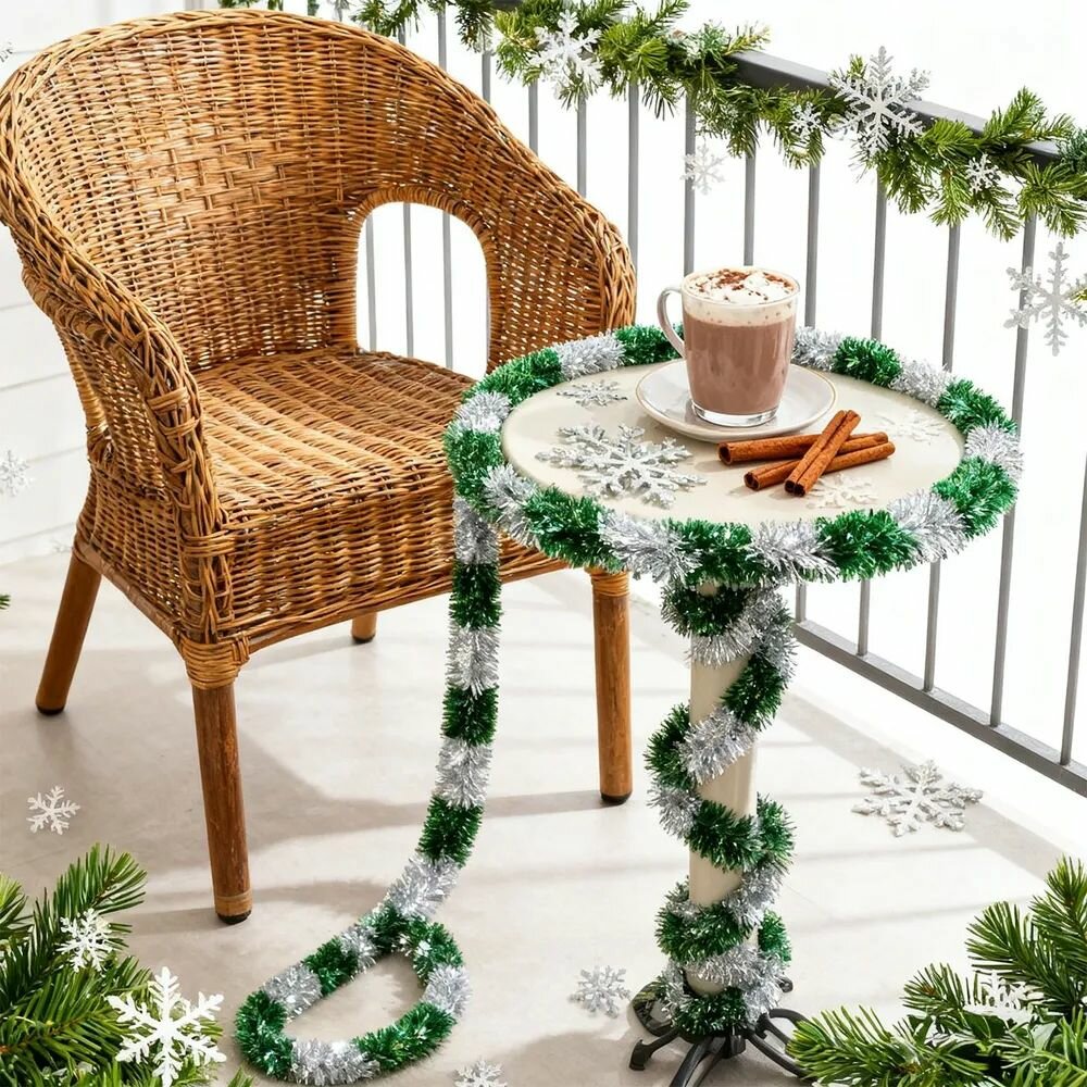 Мишура 230 см белый, зеленый 1 шт.