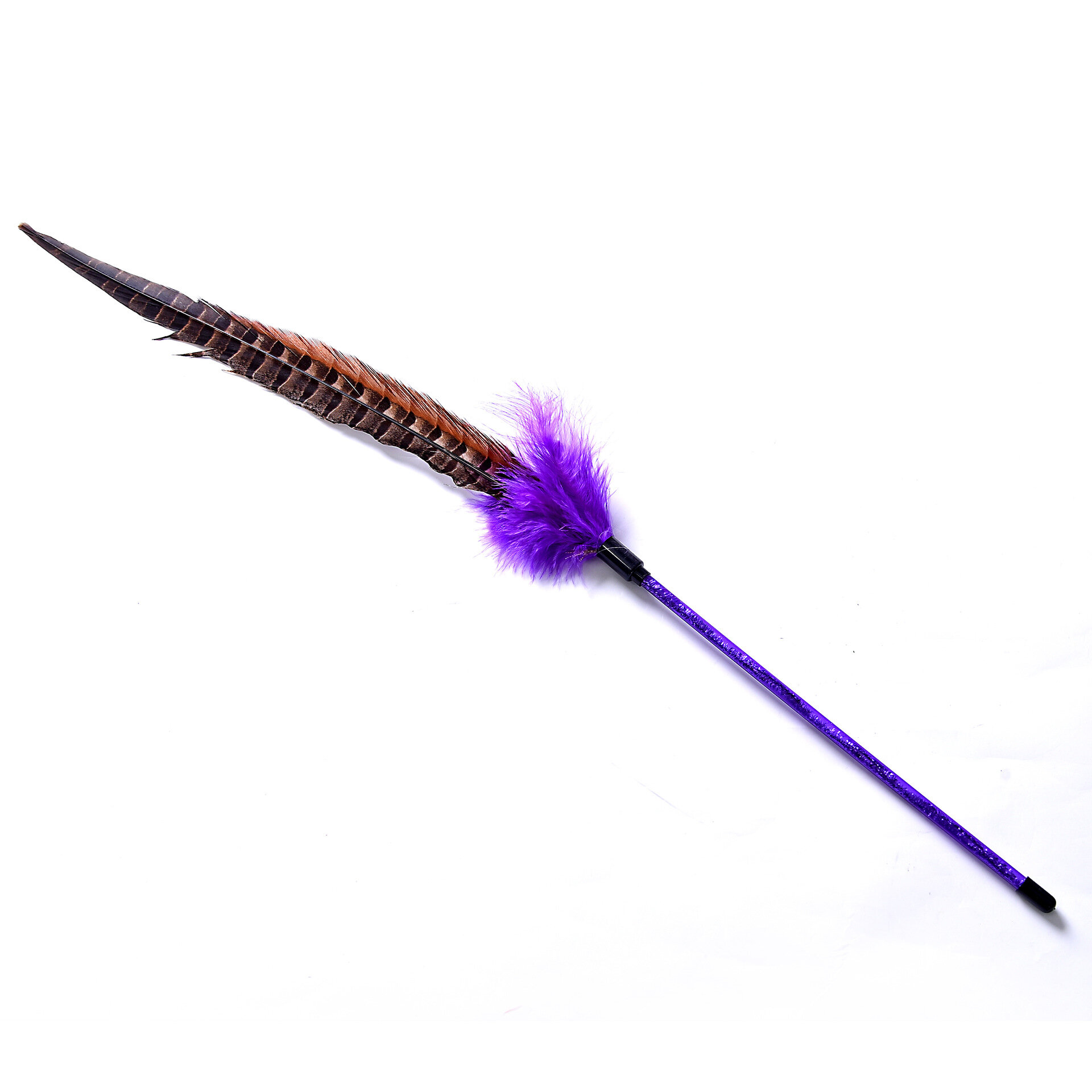 Фабрика прямых продаж фазан хвост перо с колокольчиком, чтобы позабавить кошачью палку, кошачья игрушка Фиолетовое перо