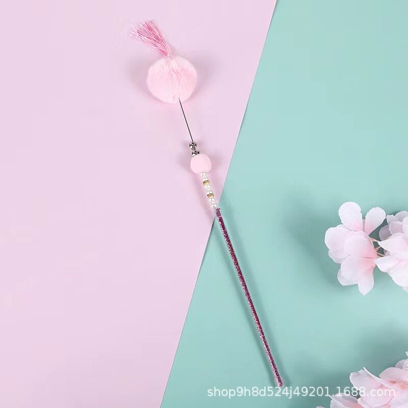 Высокая ценность кролика меха стержень дразня кота игрушка кошачья палка Привет фея розовый
