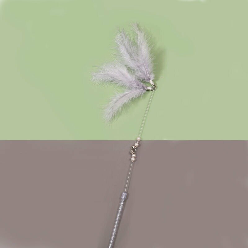Дразнящая кошачья палочка длинное перо макаронного цвета фея забавная игрушка для кошек Фея Серый