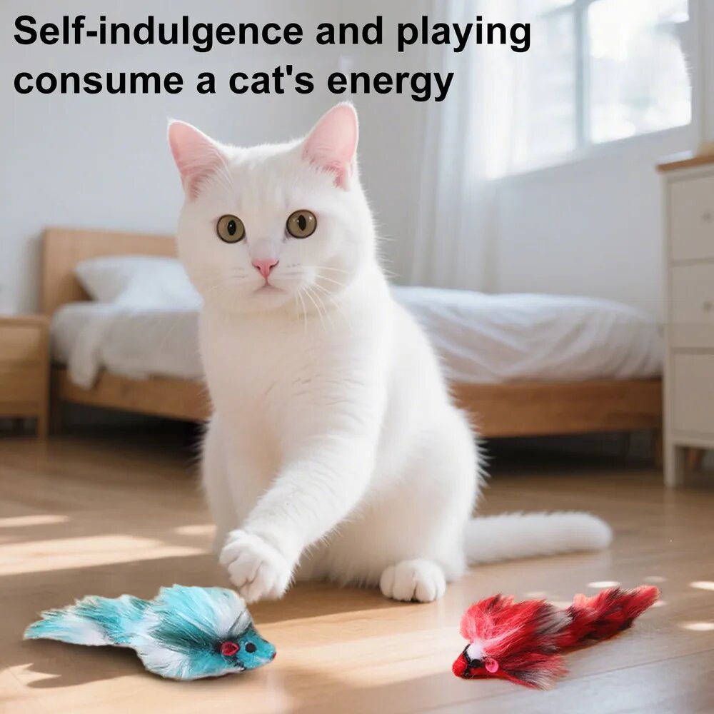 Мягкая игрушка для кошек в виде мышки с длинным хвостом, Случайный цвет