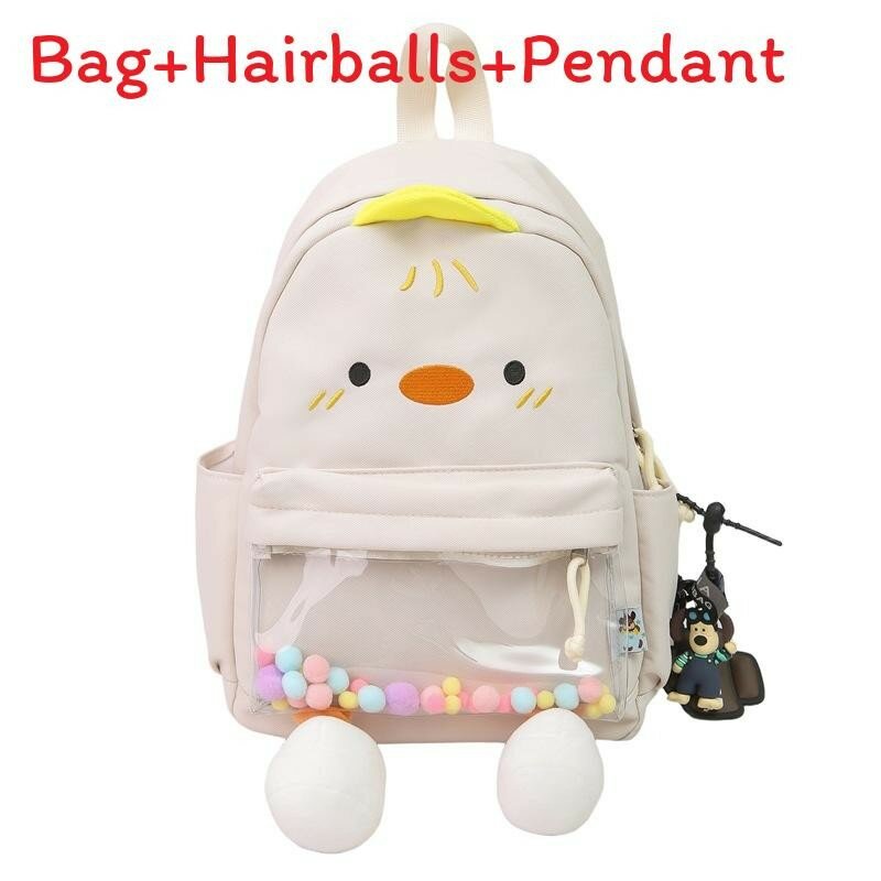 Ins animal pattern backpack with breathable nylon and 12in laptop space for middle schoolers white
