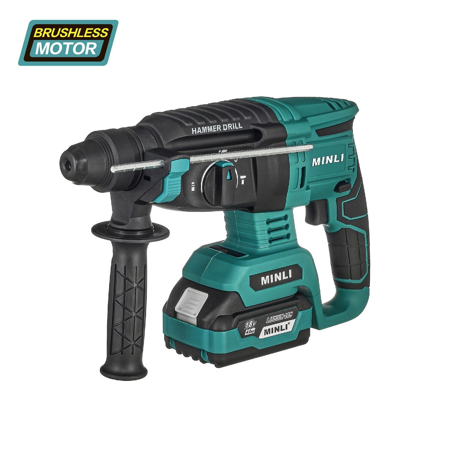 Перфоратор аккумуляторный MINLI DC2601 18В, бесщеточный, 4.0 Ач, 3 режима, SDS-plus, энергия удара 3 Дж