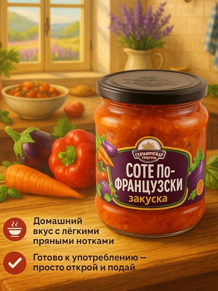 Семилукская трапеза Закуска овощная "Соте по-французски" 460 грамм, 1 банка