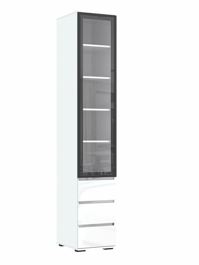 Норд Пенал-стекло 40 см. с ящиками Белый глянец, белый