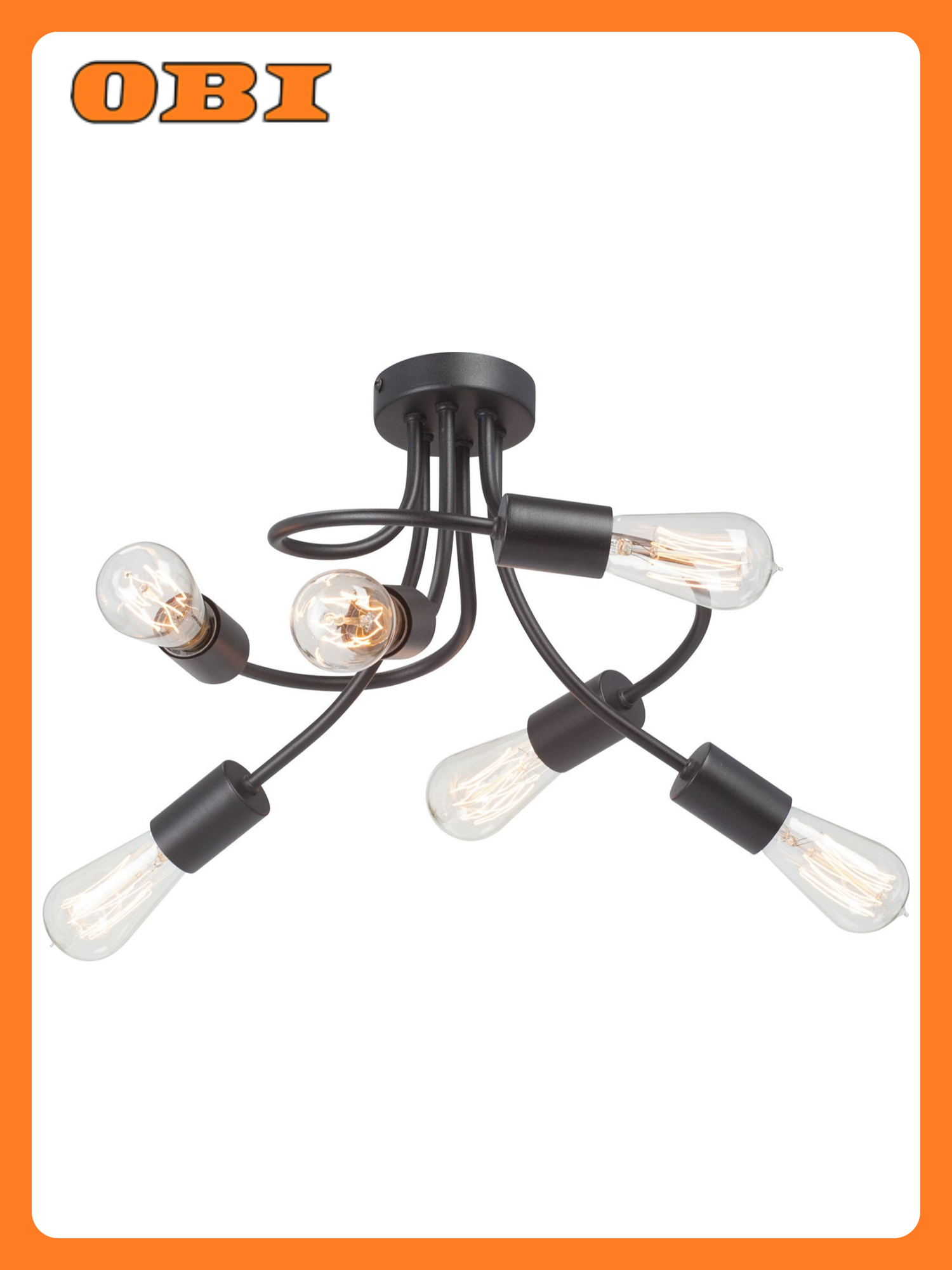 Люстра Vitaluce V3928-1/6PL, E27, 40Вт, 6 ламп, IP20, черная