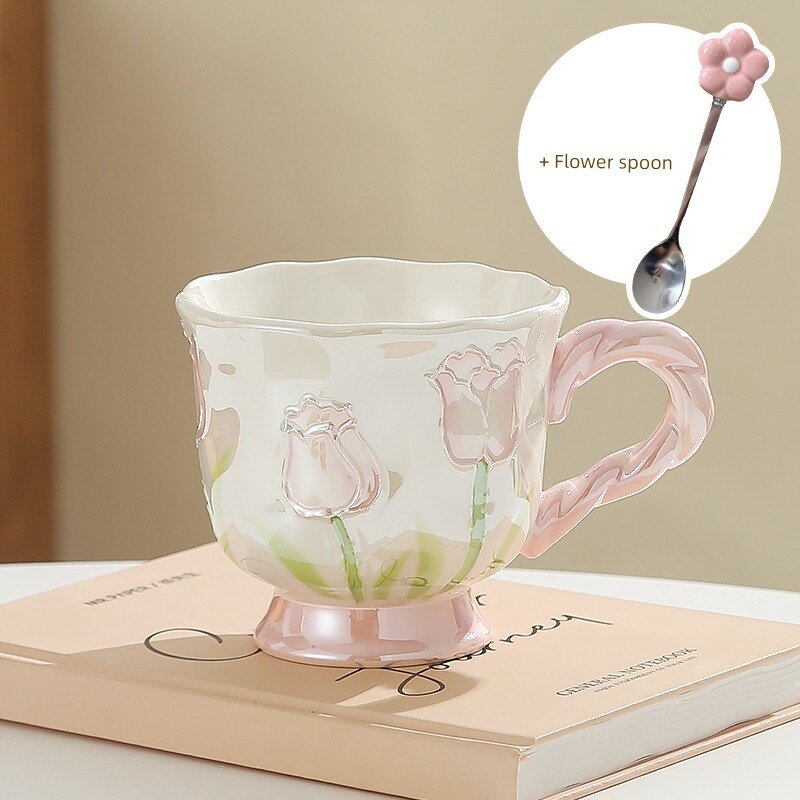 Фиолетовая кружка-тюльпан, 2024, новая чашка, высокопроизводительная керамическая чашка, офисная кофейная чашка для