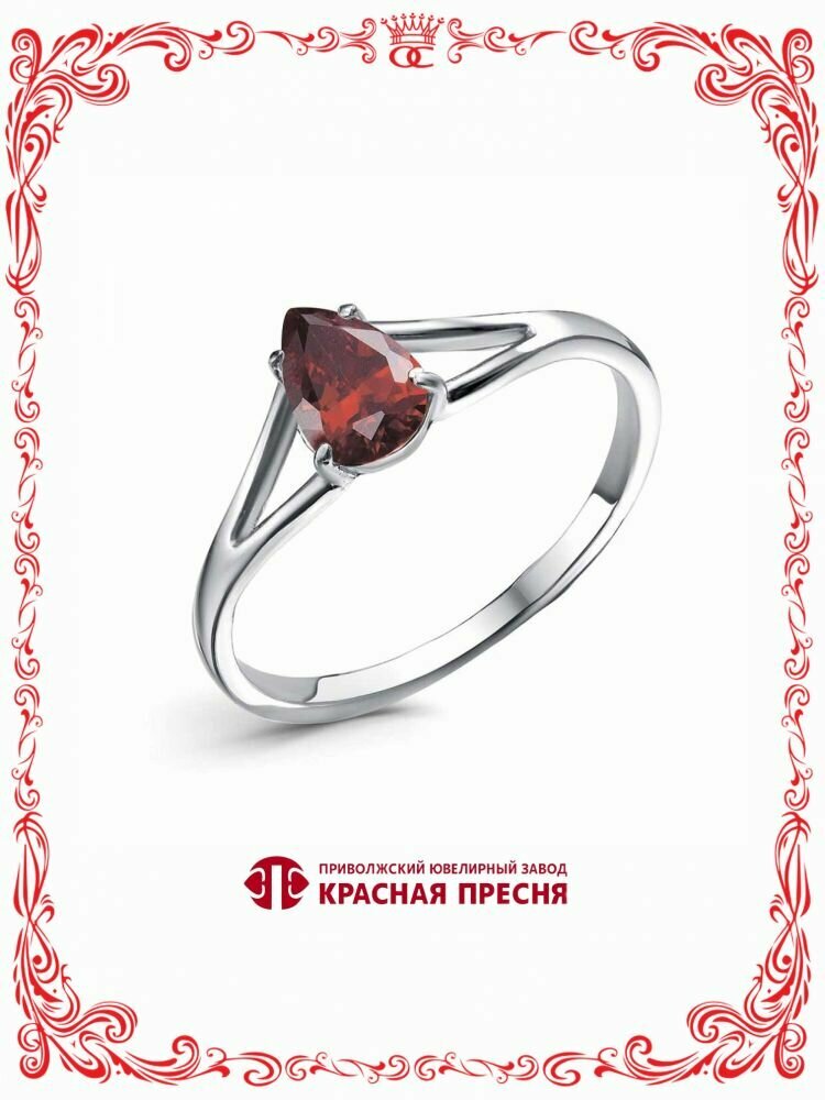 Кольцо, серебро, 925 проба, платинирование, фианит