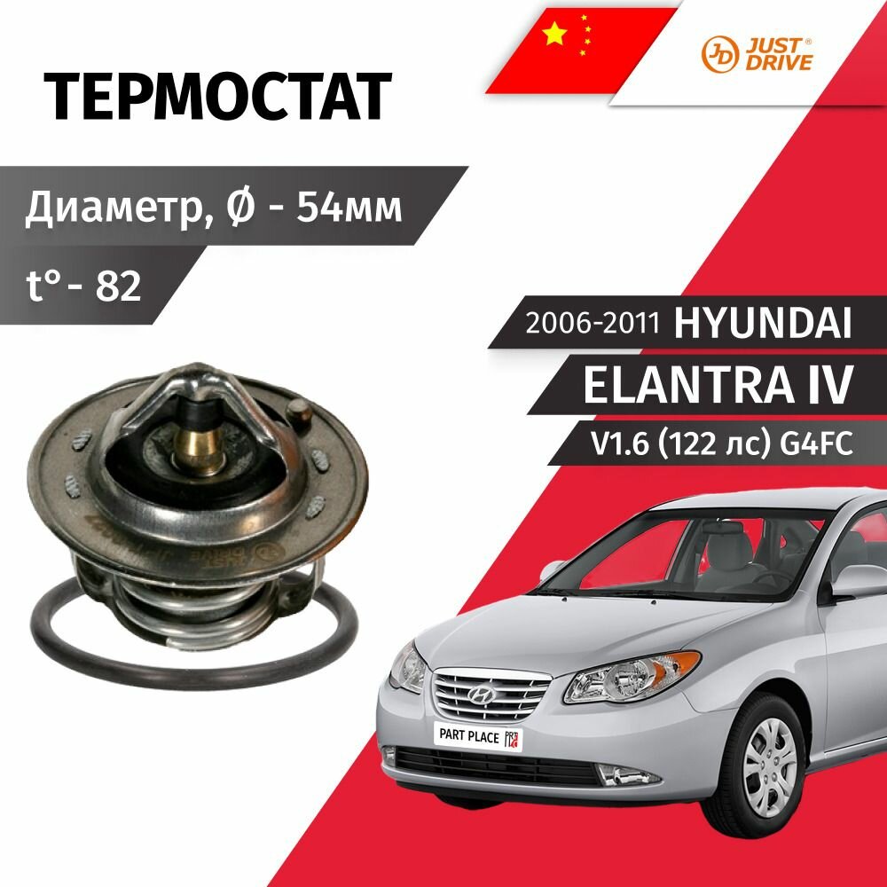 Термостат Hyundai Elantra (4) HD V1.6 122 лс G4FC 2006 - 2011, 1шт Just Drive