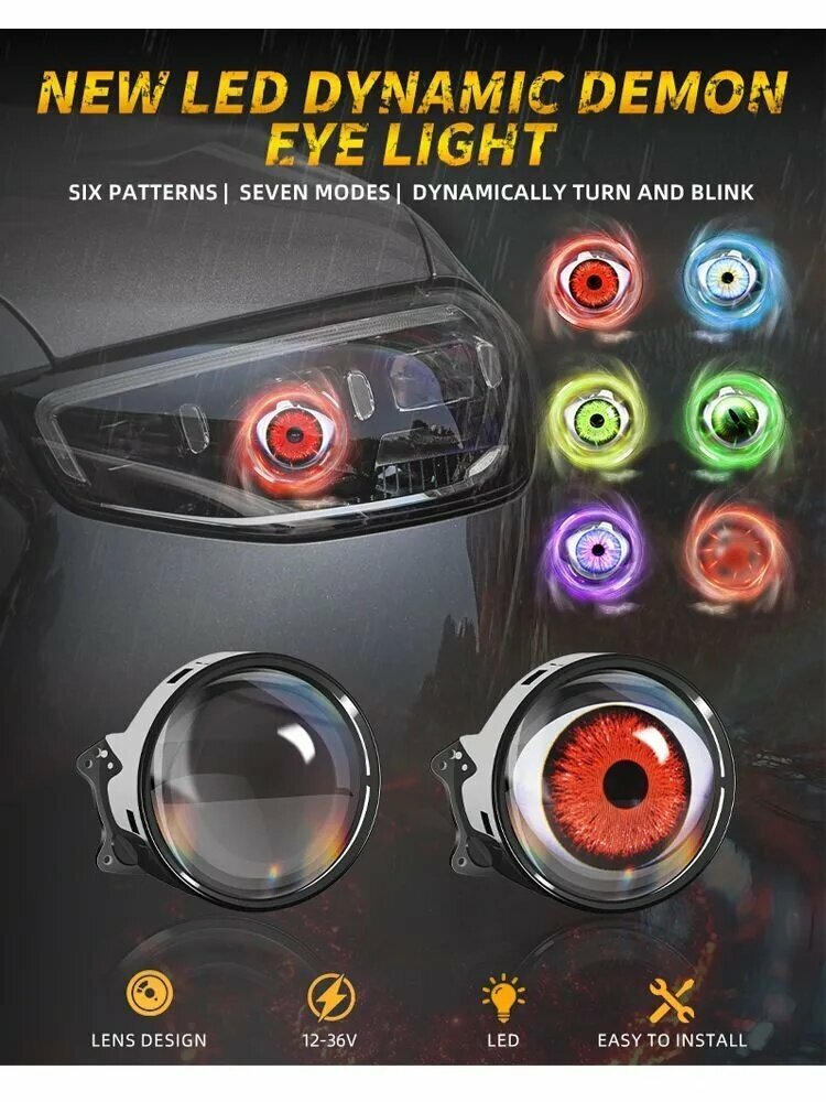 Niscarda Фара автомобильная, Светодиодная, арт. 3.0 дюймовая динамическая фара, Глаз Дьявола