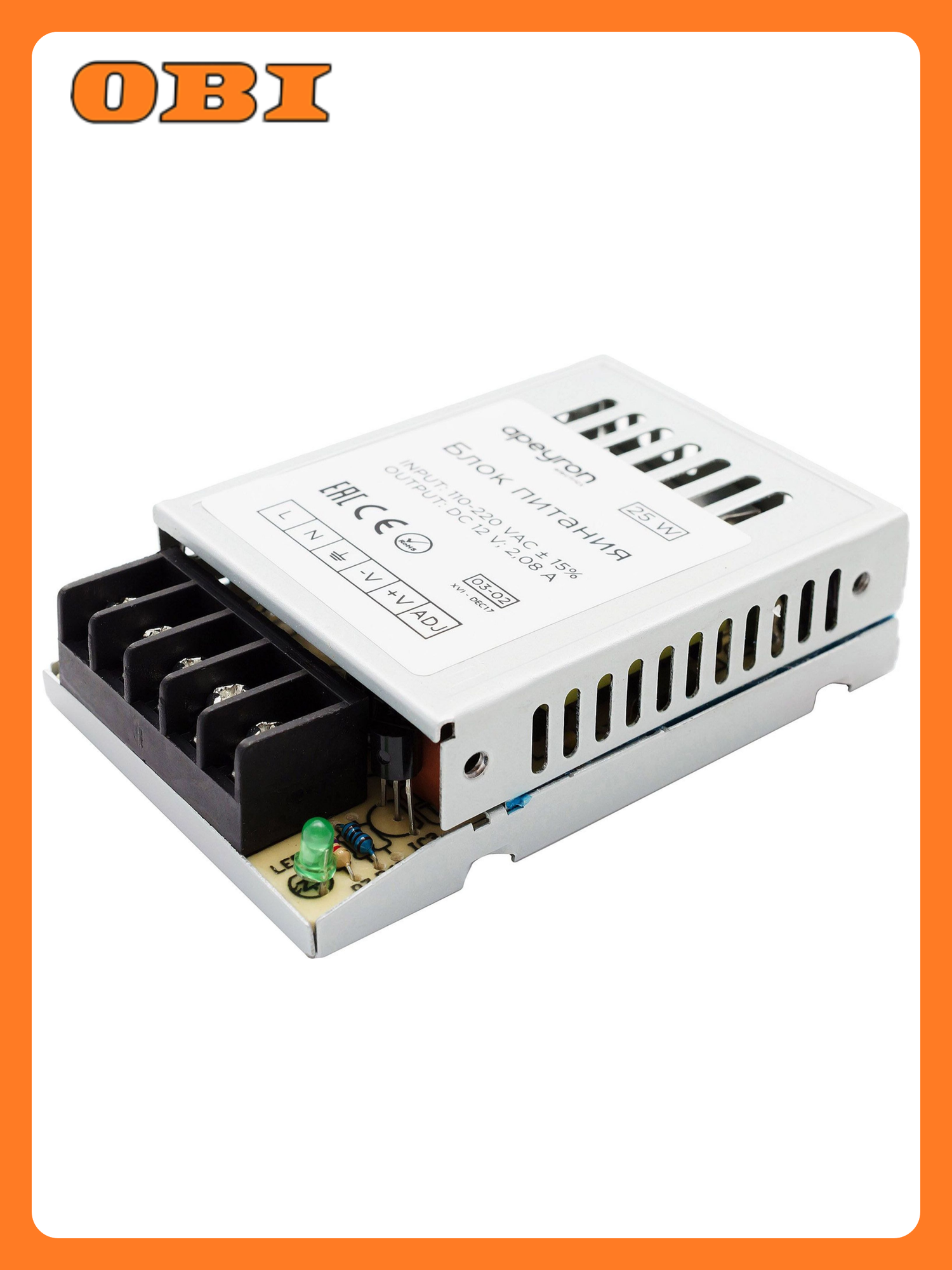 Блок питания для светодиодной ленты Apeyron Electrics 03-02 25 Вт 12 В 2 А
