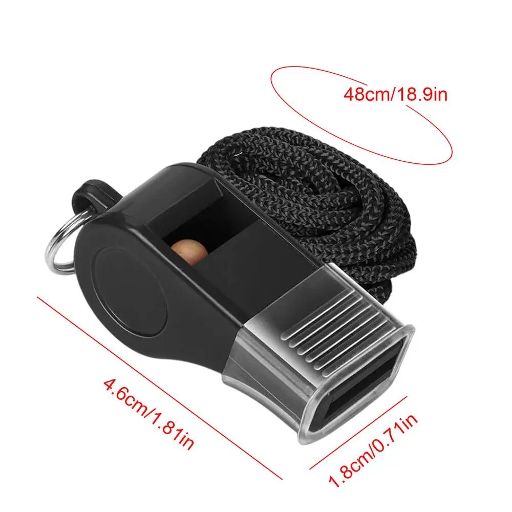 Черный свисток для игры в рефери, свисток с лямкой на шее, свисток для путешествий на открытом воздухе, пешего туризма, подходит для баскетбольных и волейбольных игр